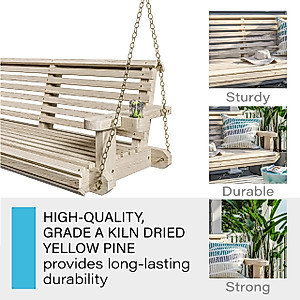 Porchgate Amish Heavy Duty 800 Lb Roll Comfort Treated Porch Swing W/Chains (5 Foot, Unfinished)