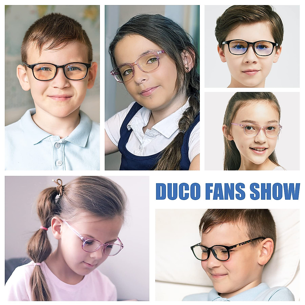 DUCO Blue Light Glasses for Kids Girls Boys,Gaming Computer TV Phone Fake Glasses for Kids Age 6-10,Anti Bluelight & UV K023