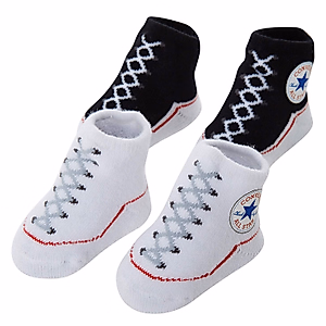 Converse Infant Baby Booties 2 Pack (Black(LC0001-001)/White, 0-6 Months)