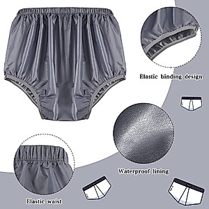 Amyhill 5 Pcs Adult Leakproof Underwear for Incontinence Washable Reusable Waterproof Pants Diaper Pull-On Cover Cloth Use Women Men(Large,Gray)