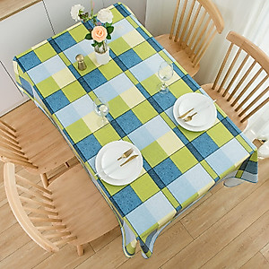 Vinyl Tablecloth with Flannel Backed Waterproof Oil-Proof PVC Table Cloth Wipeable Spill-Proof Plastic Table Cover for Indoor and Outdoor(Morden Checkered, 60 x 102 Inch Rectangle)
