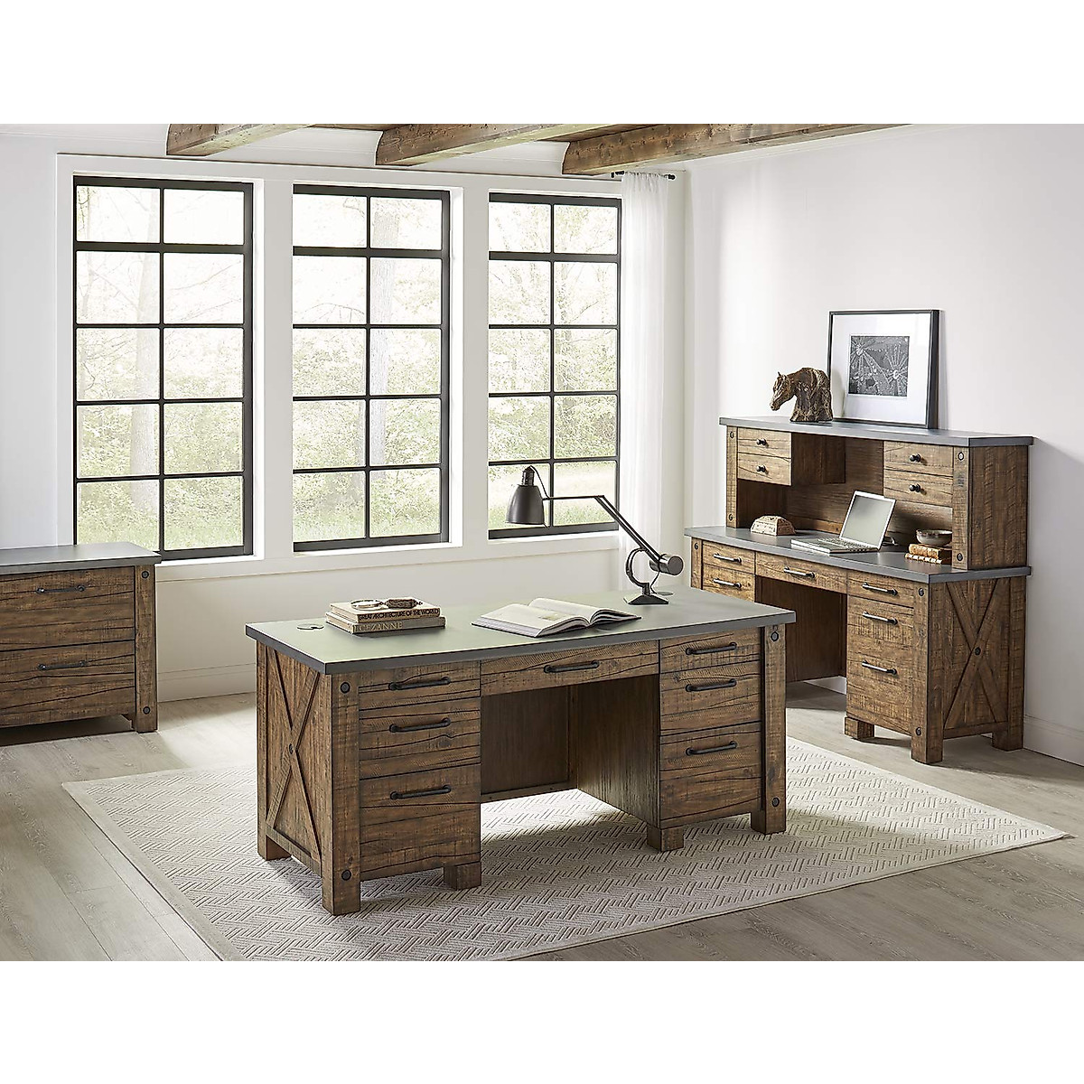 Martin Furniture IMJA680 Double Pedestal Desk, Brown