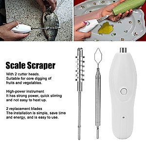 Electric Fish Scaler, Multifunctional Fish Scale Scraper Remover Cleaner Seafood Descaler, Cordless Peeler Scaler with Replaceable Blade, Fruit Digging Vegetable Corer for Pepper, Bitter Gourd