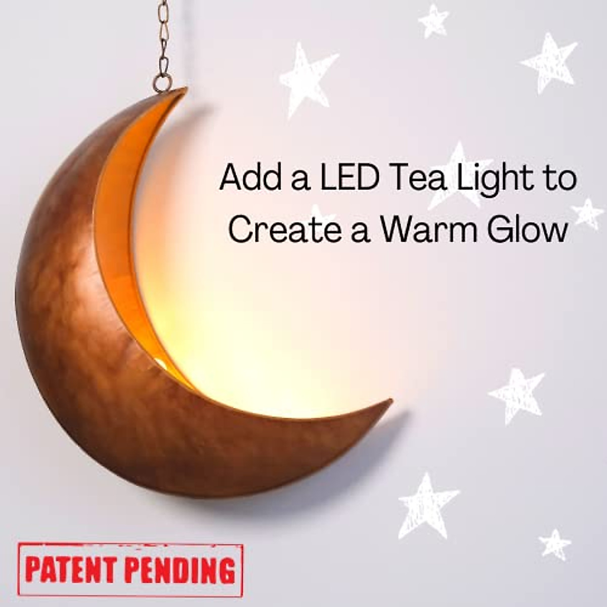 Oakadoaks Hanging Moon Planter for Moon Room Decor Great for Succulents,Air Plant,Mini Cactus,Faux,Artificial Plants-12” Boho Rustic Metal Planters,Gifts for Women,Birthdays,Nursery