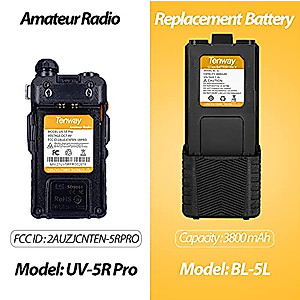 Ham Radio Walkie Talkie UV-5R Pro 8W Dual Band Two Way Radio with 3800mAh Battery and Handheld Speaker Mic and Antenna 2Pack and One USB Programming Cable