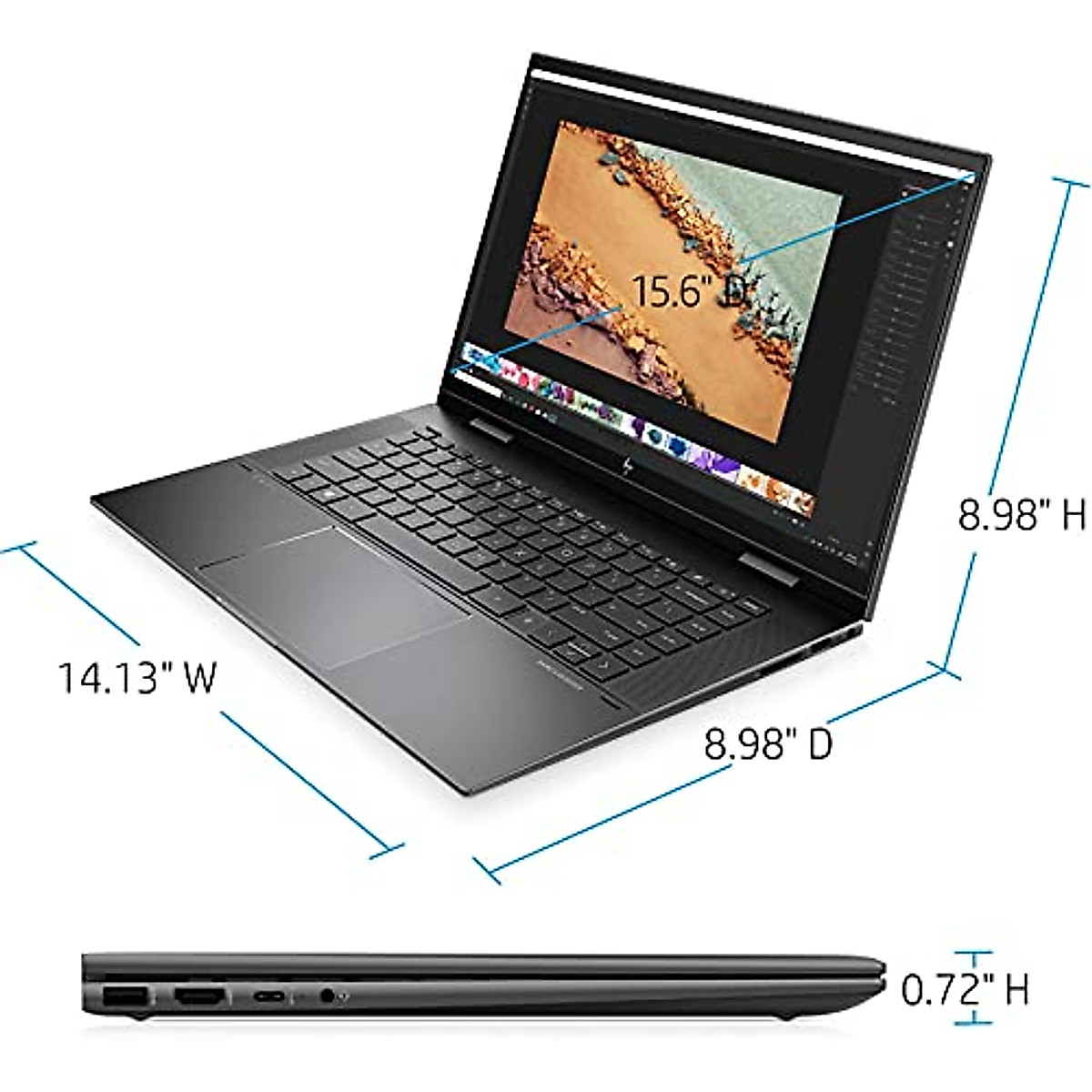 HP Envy x360 15 2-in-1 Laptop 15.6" FHD IPS Touchscreen AMD Hexa-Core Ryzen 5 5500U (Beats i7-10510U) 32GB RAM 1TB SSD Fingerprint Backlit HDMI USB-C B&O Office365 Win11 Black + Pen