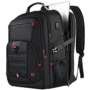Z-MGKISS Travel Backpack, Extra Large Laptop Backpack, TSA Backpack 17.3 Inch, 50L Durable Anti Theft 17 Inch Big Business Backpack Christmas Gifts for Men, Water Resistant School Bag with USB, Black