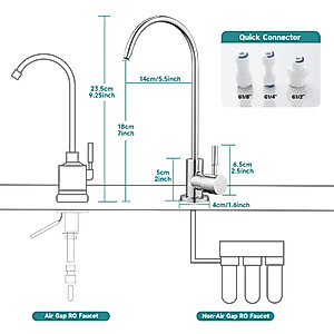 FVITA Drinking Water Kitchen Faucet Chrome Stainless Steel Sink Filter Water Faucet Reverse Osmosis Water Filter Faucet