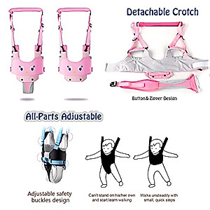 Handheld Baby Walking Harness Kids Walking Learning Helper for Boys Girls Adjustable Baby Walker Safety Harness Assistant Belt for Toddler Infant Child 7-24 Month (Pink-Chicken)