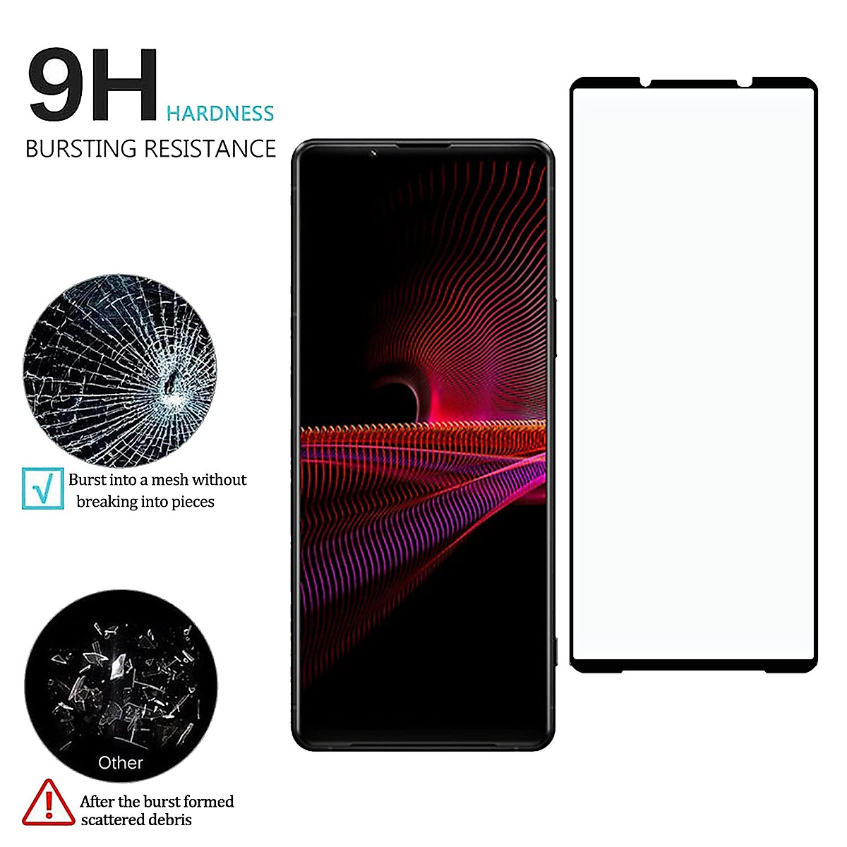 KELOLIN [2 Pack] Tempered Glass Screen Protector for Sony Xperia 1 III, [Full Coverage] [ Anti-Scratch ] [ No-Bubble ] HD Screen Protector Compatible with Sony Xperia 1 III(Black)