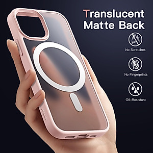 JETech Magnetic Case for iPhone 13 Mini 5.4-Inch Compatible with MagSafe, Translucent Matte Back Slim Shockproof Phone Cover (Chalk Pink)