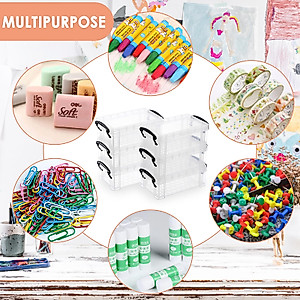 OGANAZI 6 PCS Clear Plastic Crayon Boxes with Snap Lids, Small Crayon Storage Box Stackable Crayon Container Box Multipurpose Mini Storage Container for Crayons, Chalks, Paper Clips and More