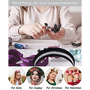 Wecoe Women's 1.6 Inch Wide Black Silk Satin Headband, Non Slip Fashion Plain Head Band, DIY Hair Accessories for Women Girls, Holiday Hair Accessories, Gifts