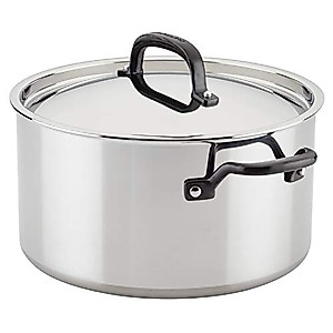 KitchenAid 5-Ply Clad Polished Stainless Steel Stock Pot/Stockpot with Lid, 8 Quart
