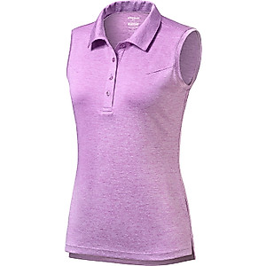 TSLA Women's Sleeveless Golf Polo Shirts, UPF Summer Sports Athletic Tank Tops, Dry Fit Moisture Wicking Workout Shirt, Stretch Polo Heather Lilac, Medium