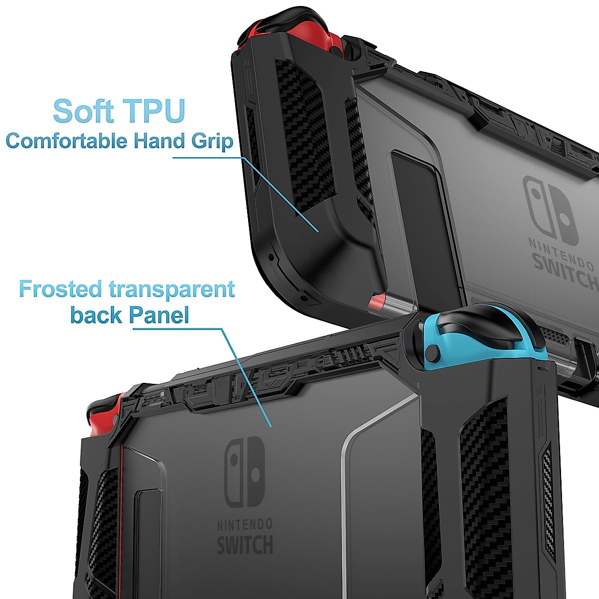 PiMivco Dockable Case for Nintendo Switch 2017,Protective Case Compatible for Nintendo Switch and Joy-Con Controller ,TPU Grip Cover with Shock-Absorption and Anti-Scratch Design(Black)…