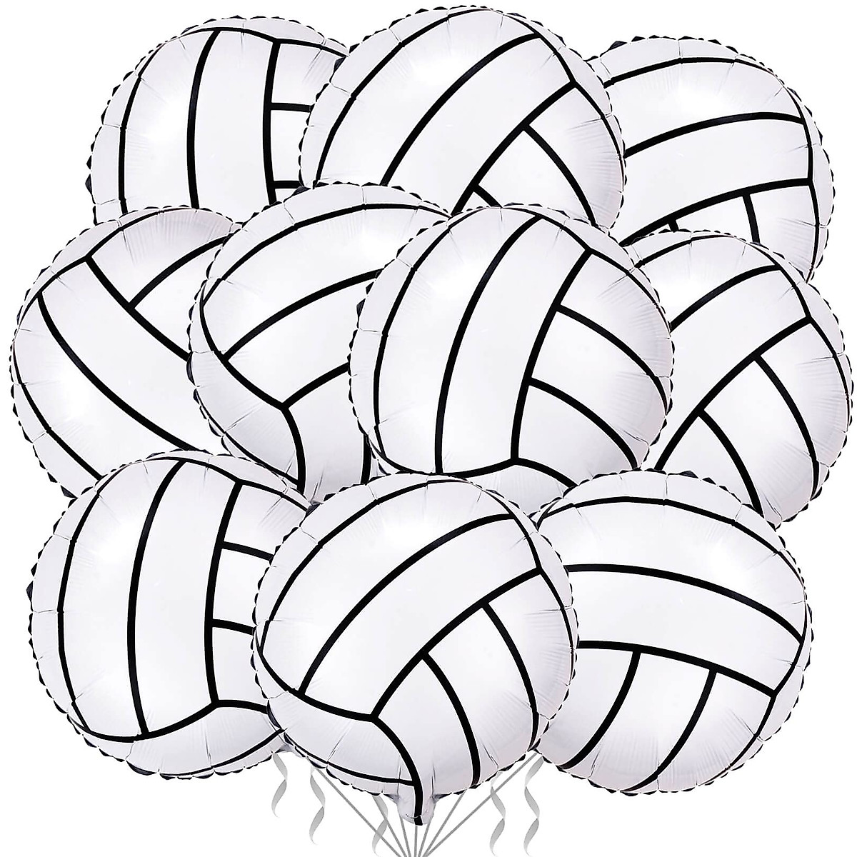 10 Pack 18 Inch Volleyball Foil Balloons Helium Metallic Mylar Balloons for Birthday Party Sports Theme World Cup Party Decorations