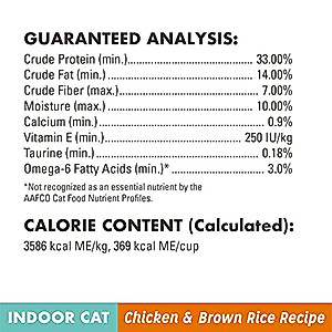 NUTRO WHOLESOME ESSENTIALS Adult Indoor Natural Dry Cat Food for Healthy Weight Farm-Raised Chicken & Brown Rice Recipe, 14 lb. Bag