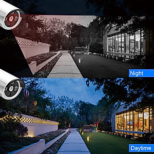 Cromorc 5MP Surveillance Bullet Camera Weatherproof Outdoor Indoor 3.6mm Lens IR Cut Day&Night Vision with 5DB Antenna with Bracket with Power Adapter Built-in Microphone