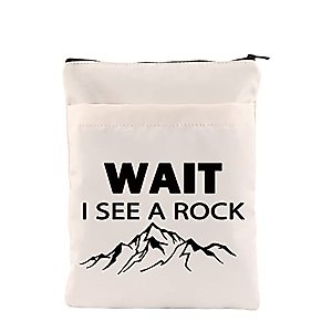 Geology Book Sleeve with Zipper Wait I See A Rock Book Covers Rock Collector Geology Teacher Gift (See A Rock)
