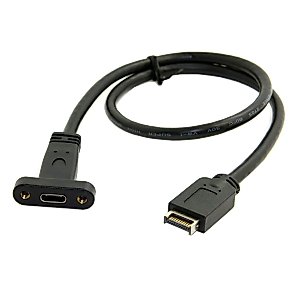 cablecc USB 3.1 Front Panel Header to USB-C Type-C Female Extension Cable 40cm with Panel Mount Screw