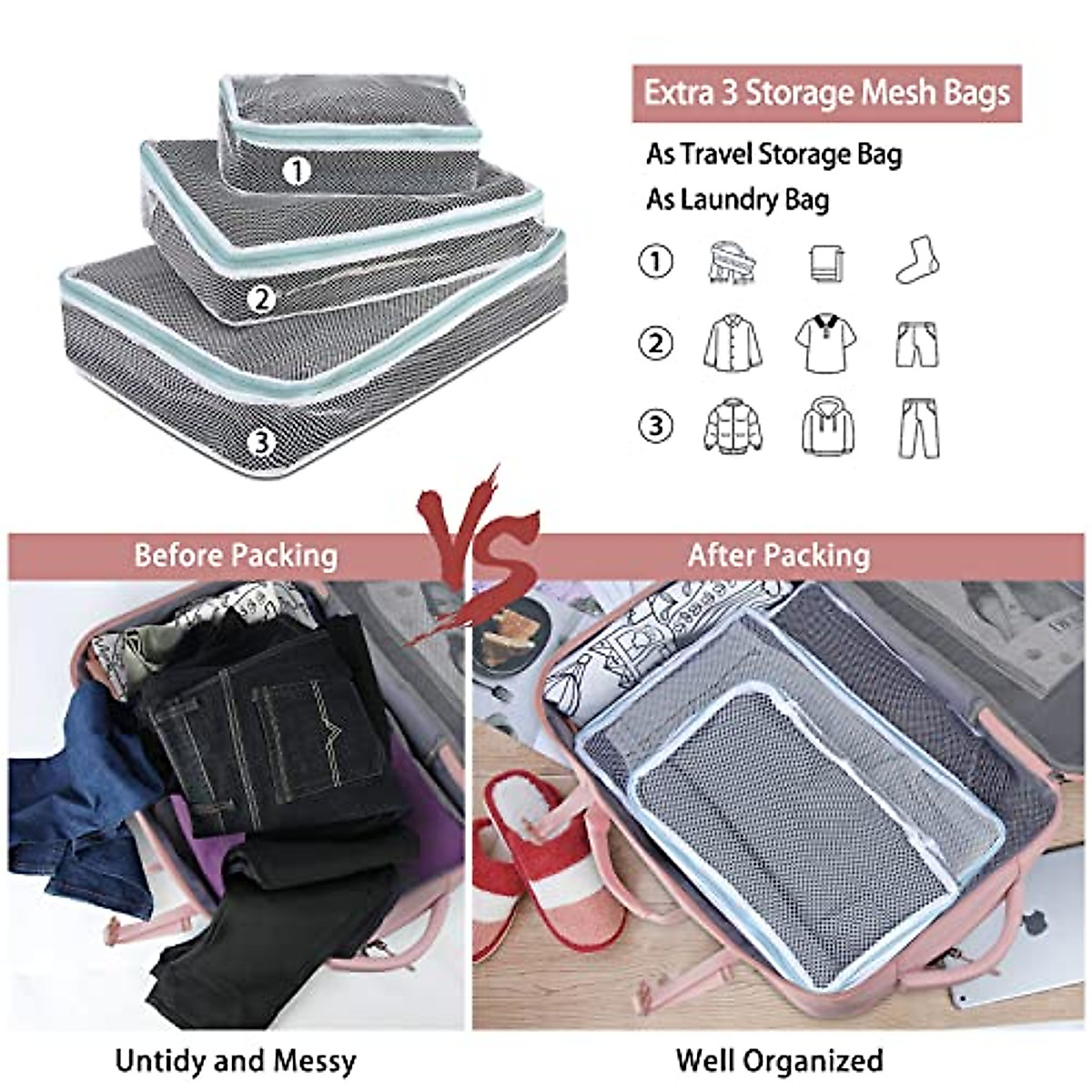 Travel Backpack for Men Women 17 Inch Flight Approved Carry on Backpack Waterproof Large 40L Luggage Daypack Business College Weekender Overnight Laptop Backpack with 3 Packing Cubes, Pink