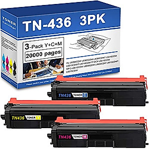 LKKJ 3 Pack(1Y+1C+1M) TN-436Y TN-436C TN-436M Super High Yield Toner Cartridge Replacement for Brother TN436 HL-L8260CDW L8360CDW L8360CDWT MFC-L8900CDW Printer Toner.