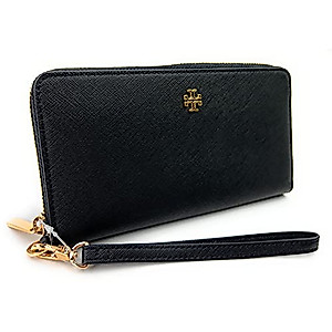 Tory Burch Women's Emerson Wristlet Zip Continental (Black)
