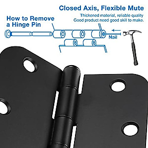 18 Pack Black Door Hinges 4 Inch x4" Rounded Heavy Duty Exterior Door Hinges Black Matte Black Hinges for Interior Doors,Front/Entry/Hinged/Steel/Barn-Style/Inside/Outside Door Hardware Hinge 8 Holes