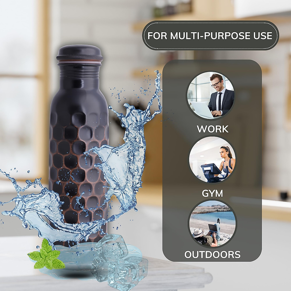 STAGLIFE Pure Copper Water Bottles for Drinking Water for Men Women - Copper Water Bottle Drinking Jug - Copper Vessel Dispenser with Ayurveda Benefits for Sports Fitness Yoga - 33 Ounces