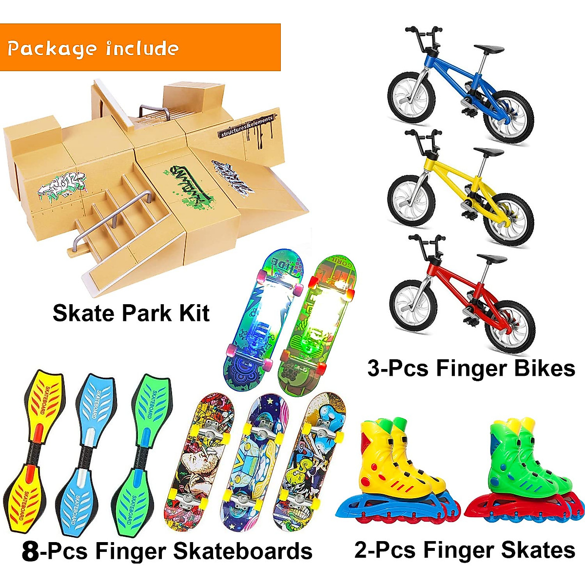 Aestheticism Skate Park Kit, with Interesting Accessories, Experience More Gameplay and Happiness for Kids - Ramp Parts for Fingerboard Skate Park Ultimate Parks Training Props