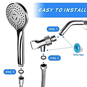 High Pressure Shower Head, Welan Shower Head with Handheld, 3 Spray Modes Shower Heads Set with Anti-clog Hose, Rain Showerhead Combo Shower Heads for Bathing Cleaning, Chrome