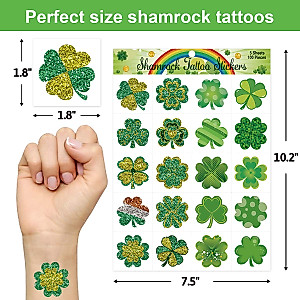 100 PCS Shamrock Tattoo Stickers St. Patrick's Day Accessories Temporary Tattoos Clover Tattoos Irish Tattoos for St Patricks Day Decorations Party Favors