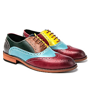 HuitJours Men Oxford Gatsby Lace up Dress Shoes Wingtip Colors Brogues Spectator Multicolor Two Tone Shoes
