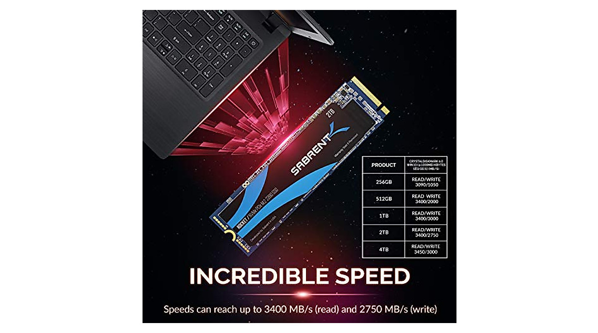 SABRENT 2TB Rocket NVMe PCIe M.2 SSD - High Performance Storage