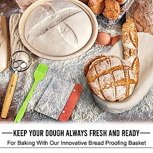 Nestled Niche Bread Proofing Basket, Tools and Accessories with Bread Bowls for Rising and Baking, Cane Wicker Banneton and Round Bread Scraper