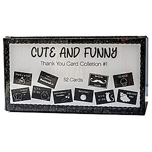 Thank You Card Pack of 52 (with Envelopes) by Eat That Frog | Cute and Funny Designs to Make Them Laugh | Great for Graduation, Wedding, Holidays, Etc. | by Eat That Frog (Funny and Punny, 52 Pack)