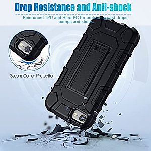 ZoneFoker for iPod Touch 7th Generation Case, iPod Touch 6th / 5th Generation Case Heavy Duty Shockproof Rugged Cover for Apple iPod Touch 7/6/5 Generation Case Black