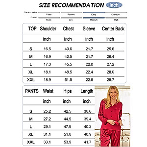 SWOMOG Women Pajamas Matching Pajamas Set Silk Satin Men Pj Set Long Sleeve Button Down Sleepwear 2 Pcs Loungewear Deep Wine Red Medium