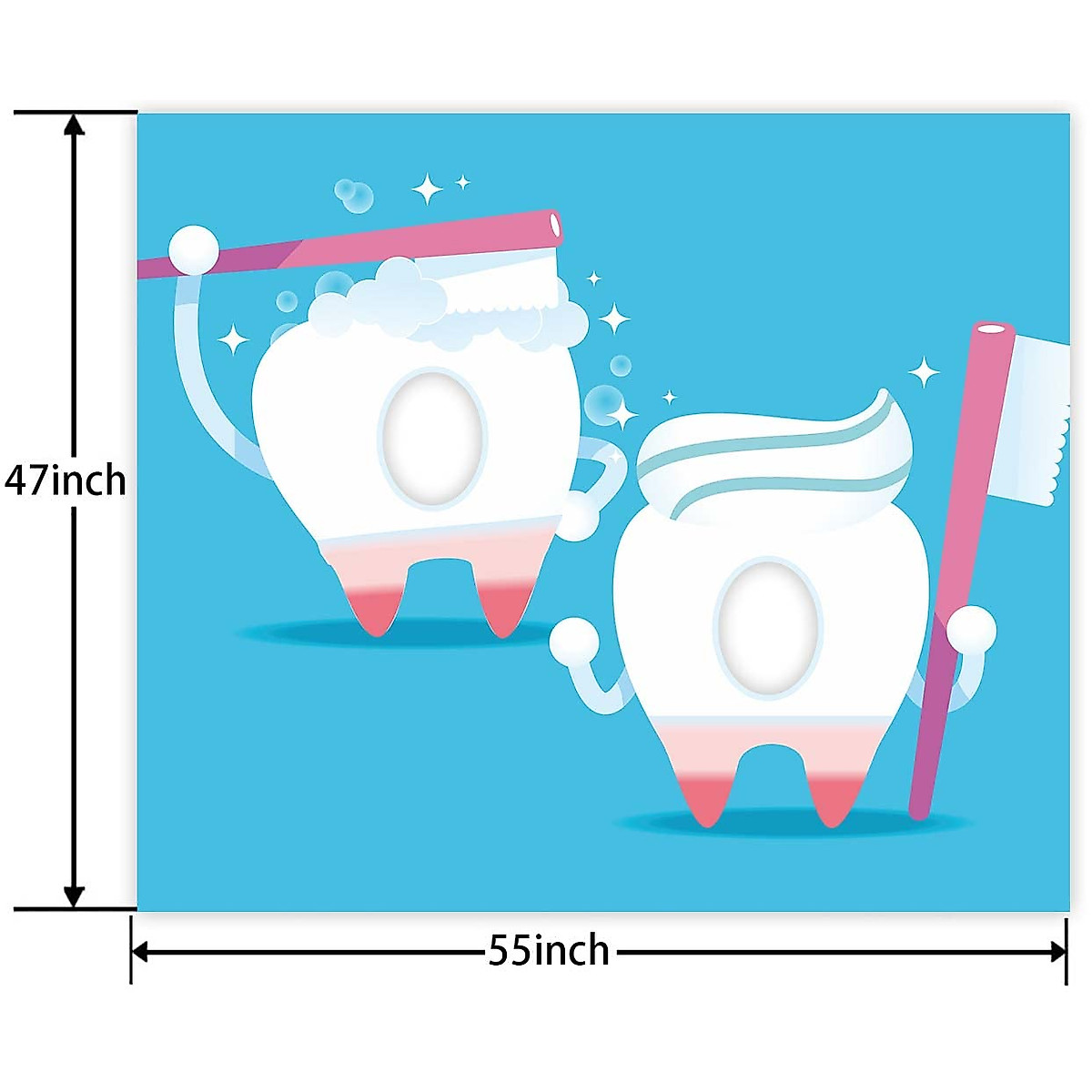 Baby Tooth Banner Pretend Play Party Backdrop Large Teeth Face Dentist Theme Decor Decorations for 1st Tooth Celebration Party Baby Boys Girls Dental Graduation 1st Birthday Party Baby Shower