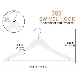 Utopia Home Premium Wooden Hangers 20 Pack - Durable & Slim Coat Hanger - Suit Hanger with 360-Degree Rotatable Hook - Wood Hangers with Shoulder Grooves (White Color)
