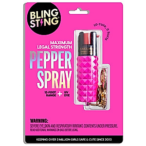 BLINGSTING Pepper Spray Keychain for Women Pink