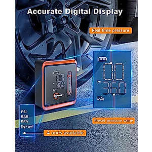 Tire Inflator Portable Air Compressor - KEEPUP 150 PSI Cordless Air Pump with 10000mAh Rechargeable Battery for Car Tires Ebike Motorcycles Bicycles Balls