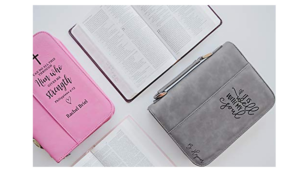 Custom Pink Bible Cover with Cross | Personalized Bible Case
