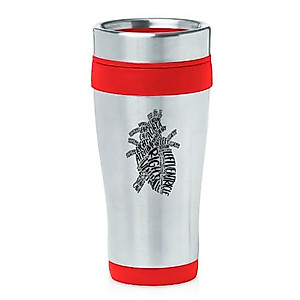 16oz Insulated Stainless Steel Travel Mug Coffee Mug Tumbler Heart Anatomy Anatomical Heart Cardiology Cardiologist Gift Medical Student (Red)