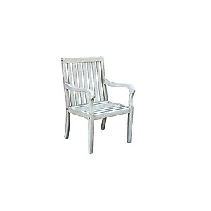 Pebble Lane Living Captains Dining Chairs, Rounded Arms, All Weather Urethane Finish, Light Gray & Solid Wood, Set of 2