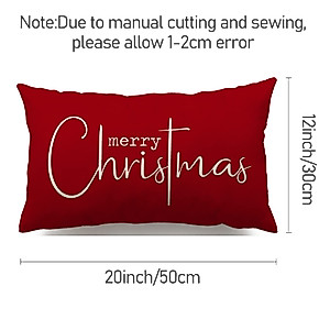 Christmas Throw Pillow Covers 12x20 Inch Set of 2 Merry Christmas Farmhouse Decorations Believe Holiday Decor Throw Cushion Case for Home Couch