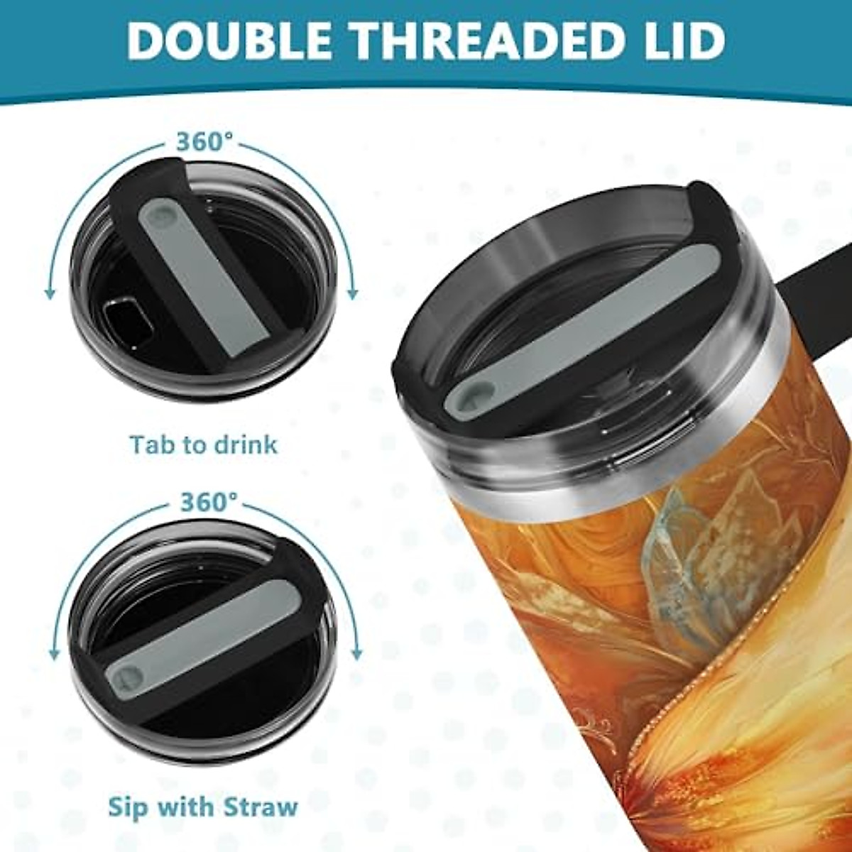 Flradish 30oz Tumbler with Handle, Dragonfly Totem Stainless Steel Tumbler with Lid and Straws Double Wall Vacuum Insulated Leakproof Coffee Travel Mug