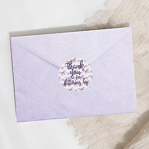 Butterfly Birthday Party Thank You Stickers, Candy Stickers, Envelope Seals - 40 Count