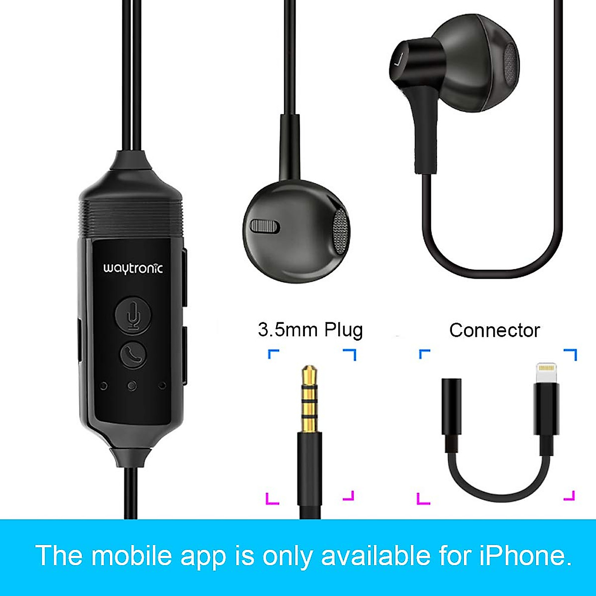 Cell Phone Call Recorder Earphone for iPhone Cellular Calls Skype Facebook Messenger Whatsapp Voice Call Recording (with Connector)